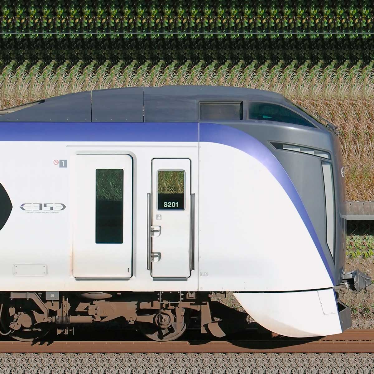 JR東日本E353系（量産先行車）クモハE353-1の側面写真｜RailFile.jp｜鉄道車両サイドビューの図鑑