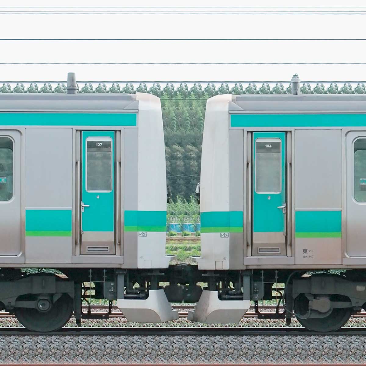 JR東日本 常磐快速線 E231系マト104編成（線路設備モニタリング装置搭載編成）＋マト127編成（山側）｜RailFile.jp｜鉄道車両サイドビューの図鑑