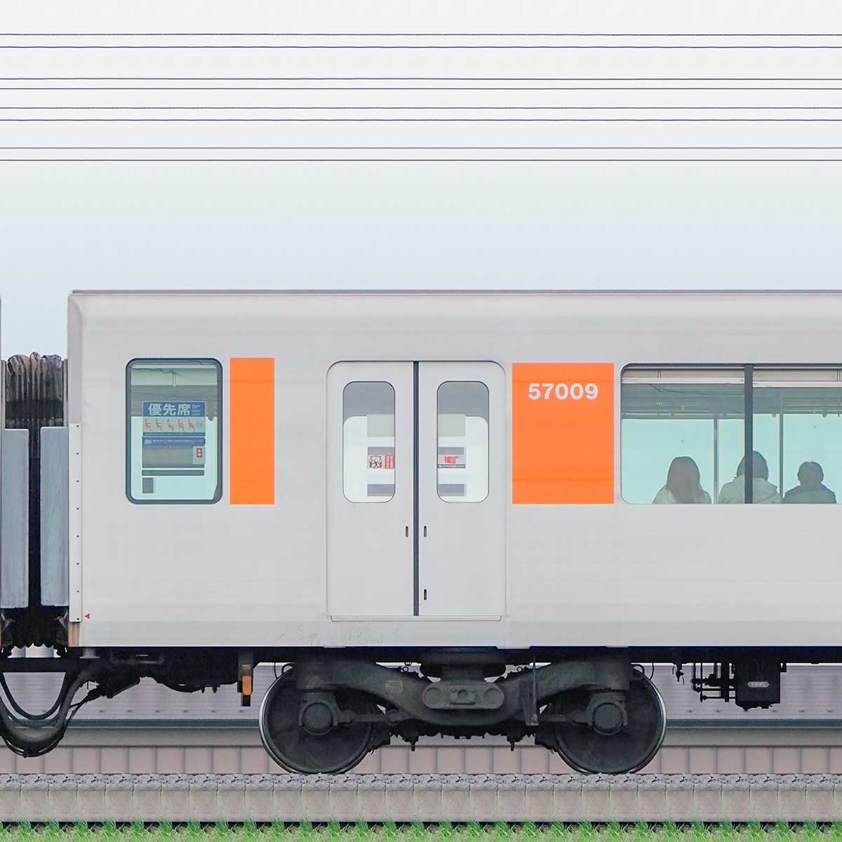 東武50000型サハ57009（東上線）の側面写真｜RailFile.jp｜鉄道車両サイドビューの図鑑